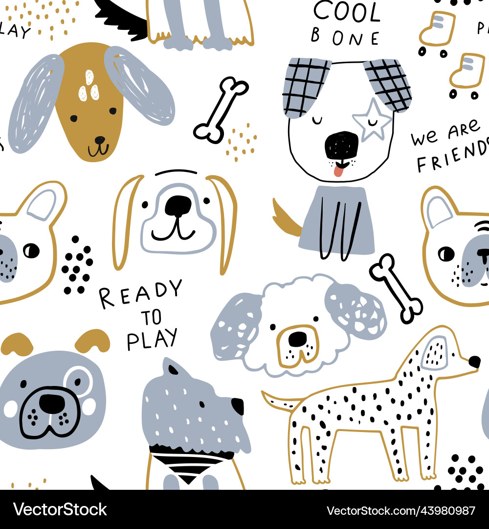 Playful Puppy Pattern Royalty Free Vector Image