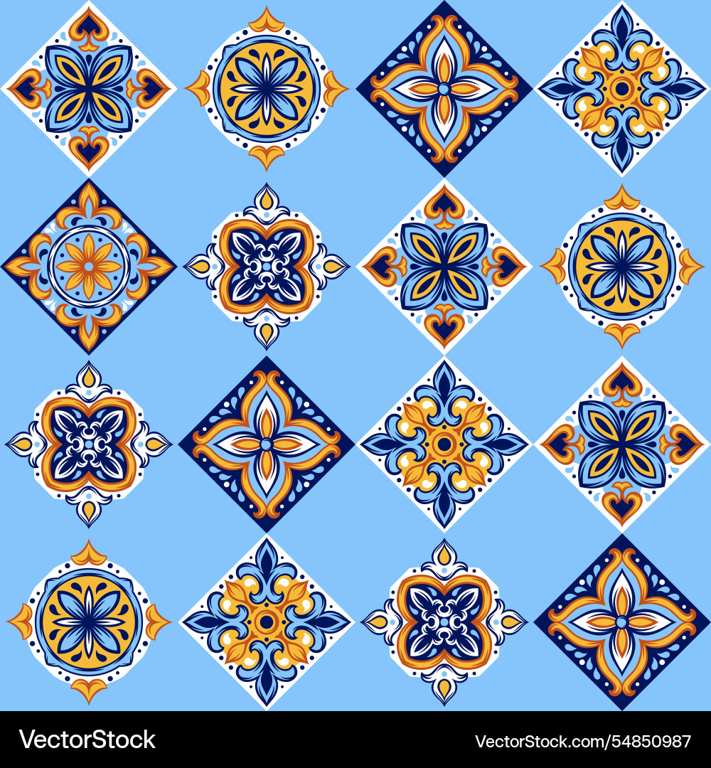 Portuguese ceramic tile pattern mediterranean Vector Image