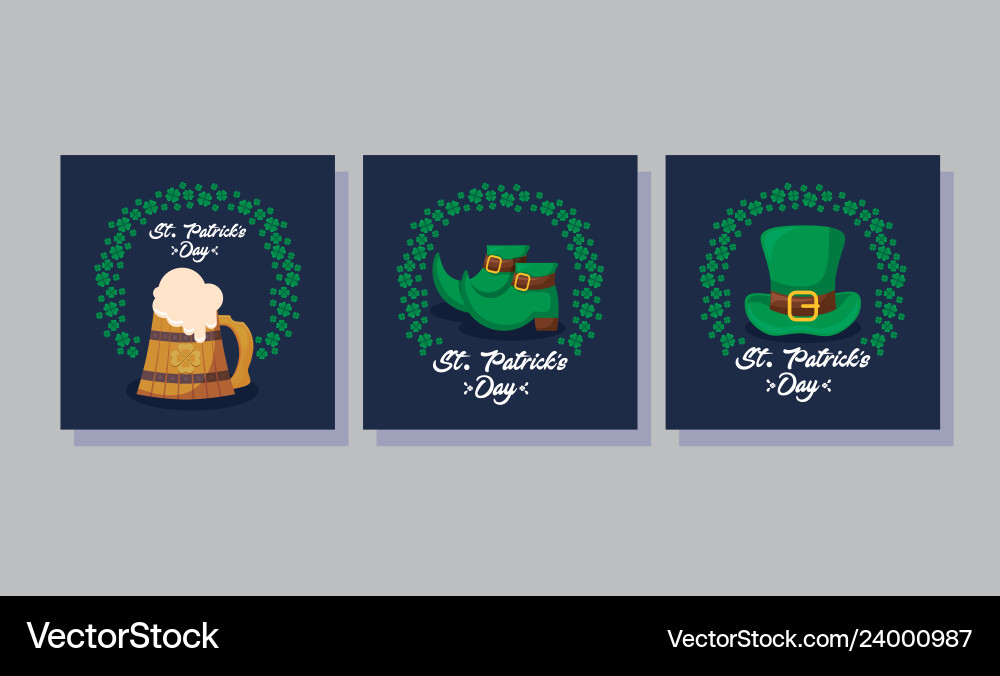 Set cards of st patrick day Royalty Free Vector Image