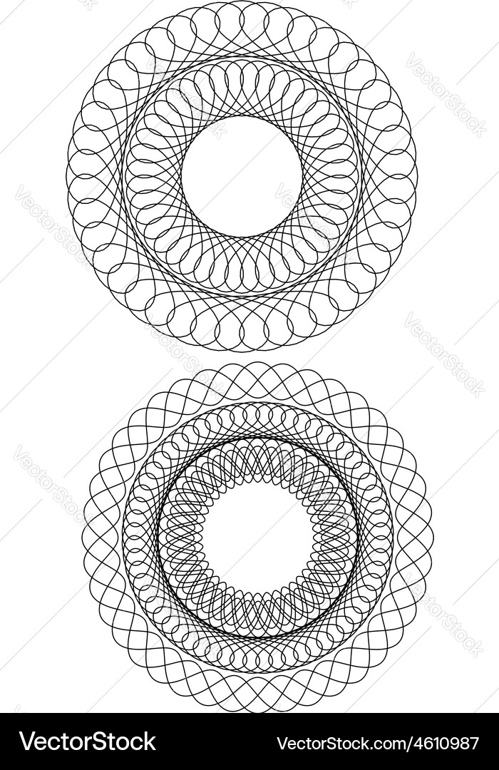 Set of 2 circular guilloche Royalty Free Vector Image