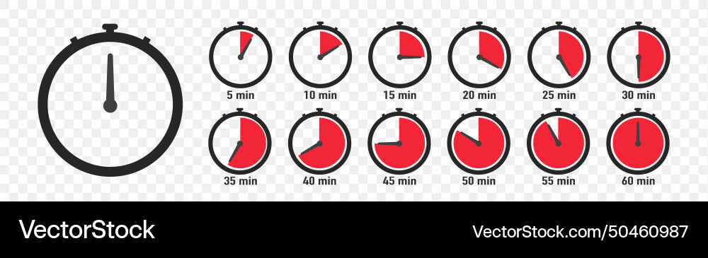 Timer stopwatch icons clock with different Vector Image