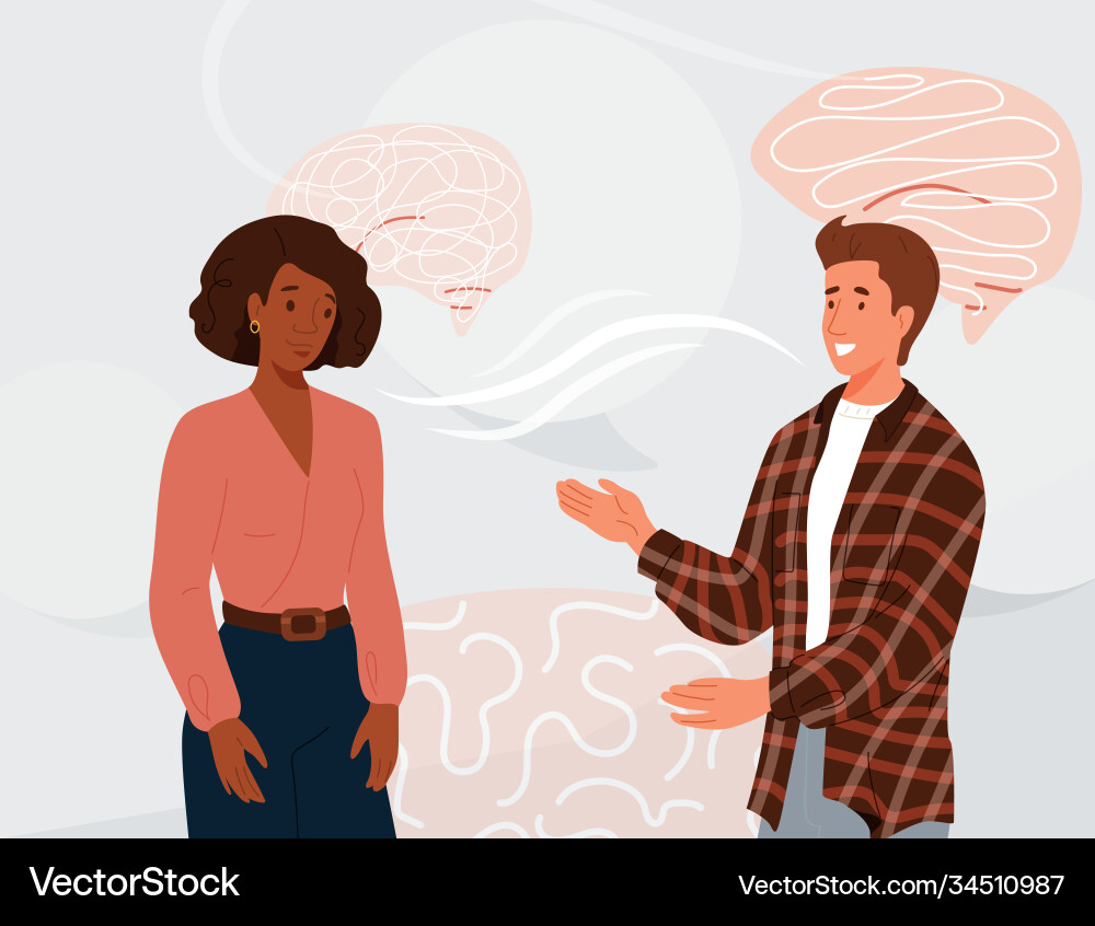 Two people talking background young man Royalty Free Vector