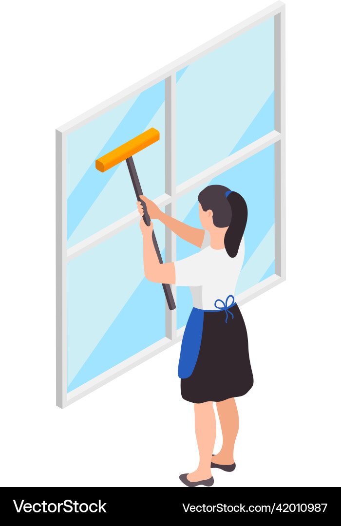 Window cleaning woman composition Royalty Free Vector Image