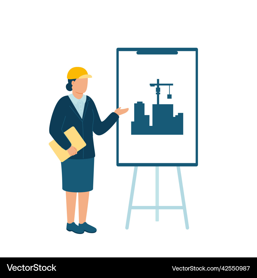 Worker contractor builder presentation plan build Vector Image