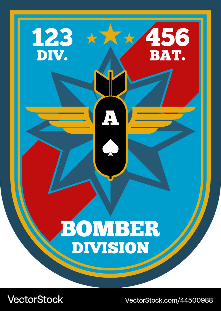 Bomber division badge military logo fighter Vector Image