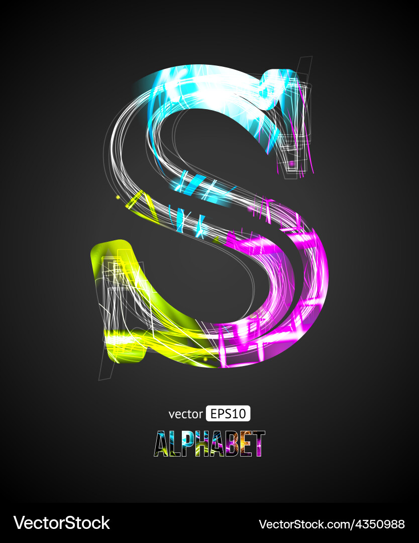 Design light effect alphabet letter s Royalty Free Vector