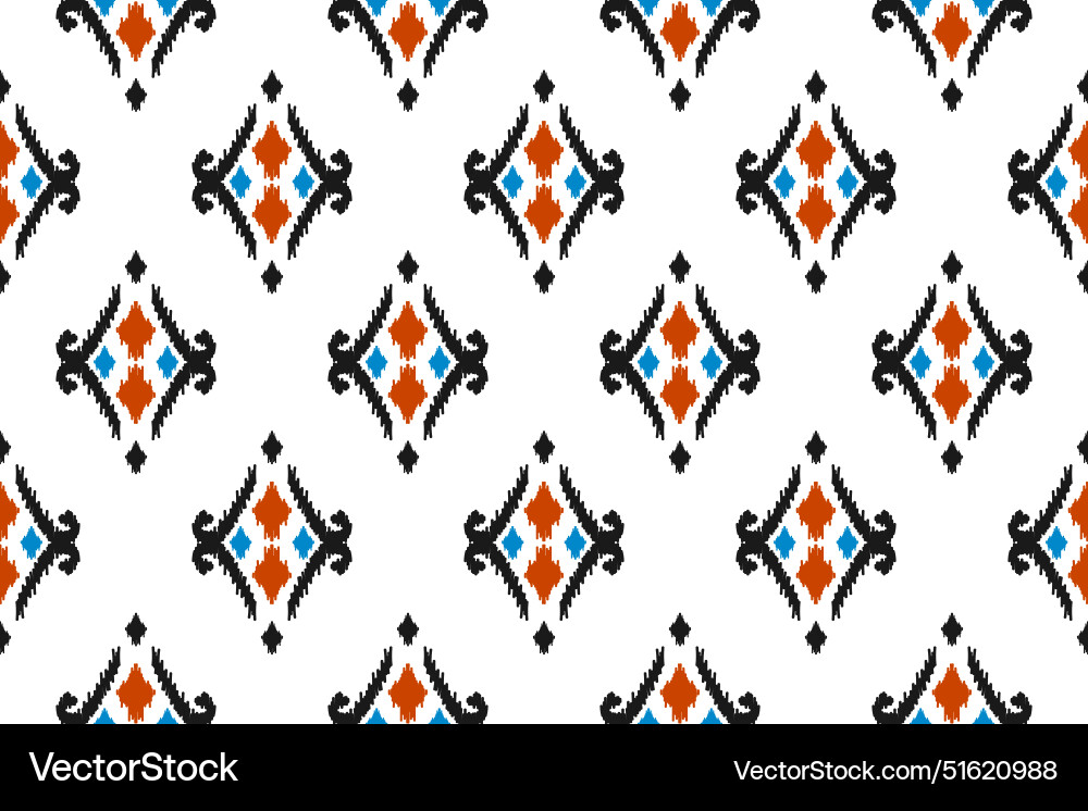 Fabric ikat pattern art geometric ethnic seamless Vector Image