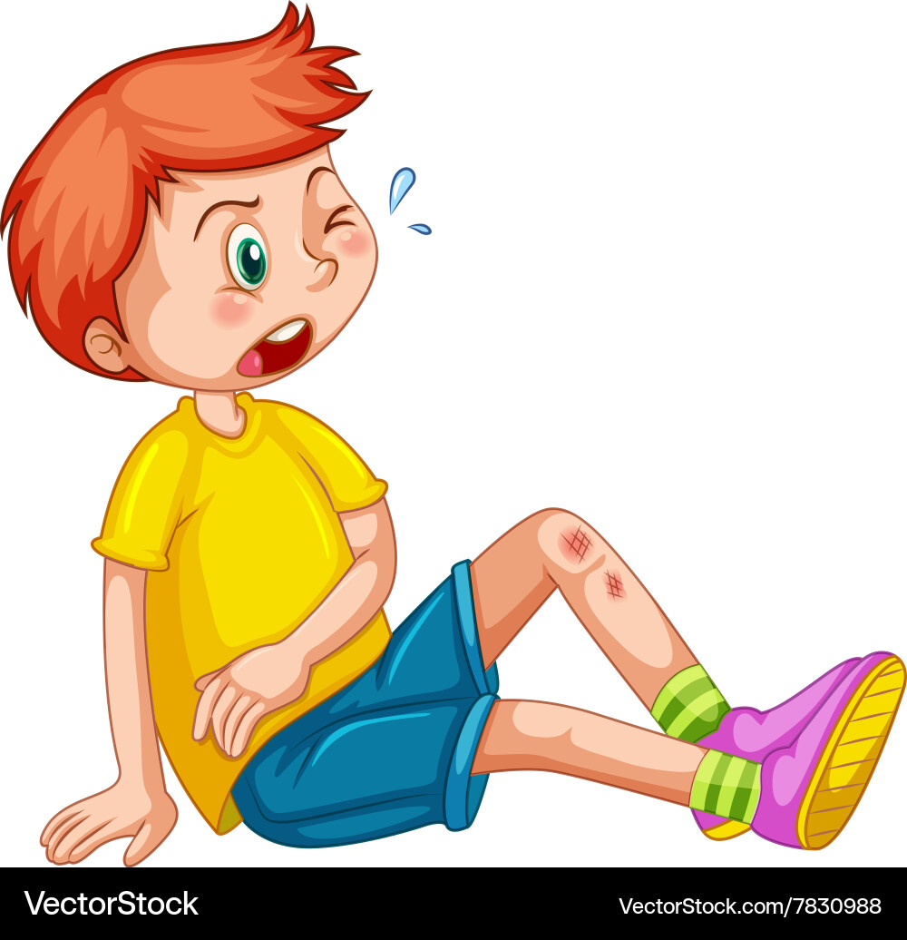 Injured Boy with Leg Wounds Royalty Free Vector Image