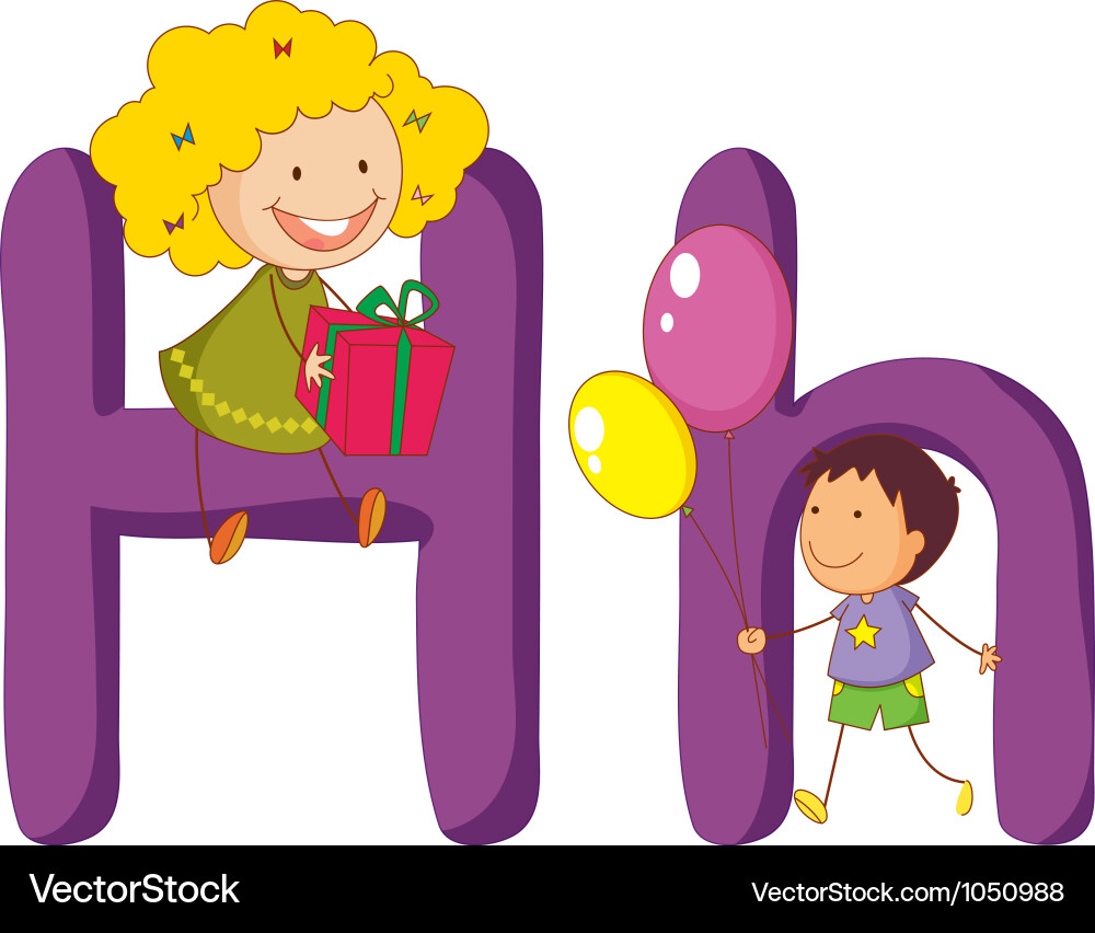 Kids in the letters series Royalty Free Vector Image