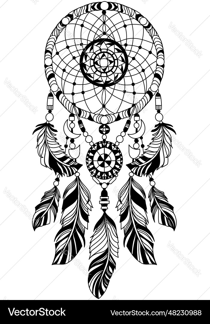 Native american indian dreamcatcher tattoo Vector Image