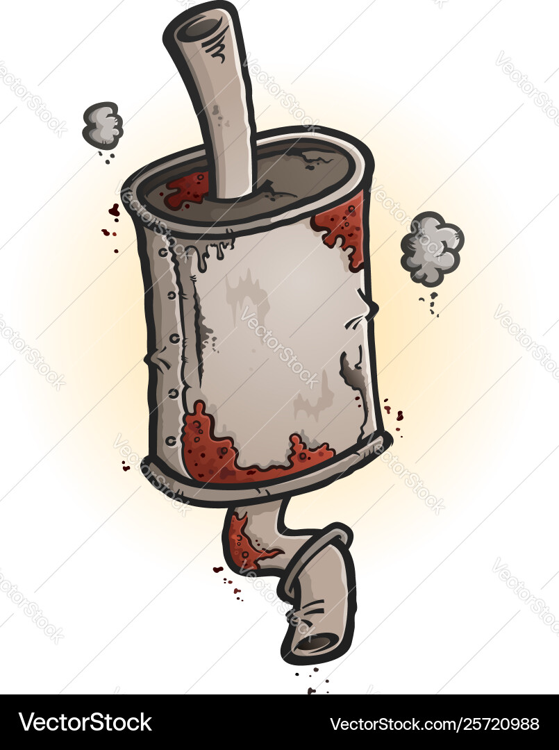 Old rusty muffler cartoon Royalty Free Vector Image