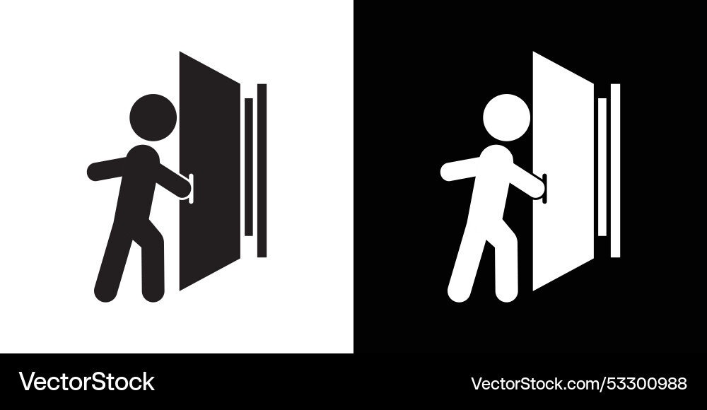 Person push the door icon thin line flat Vector Image