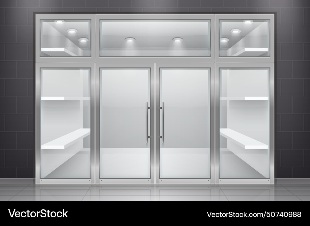 Shop glass door composition Royalty Free Vector Image