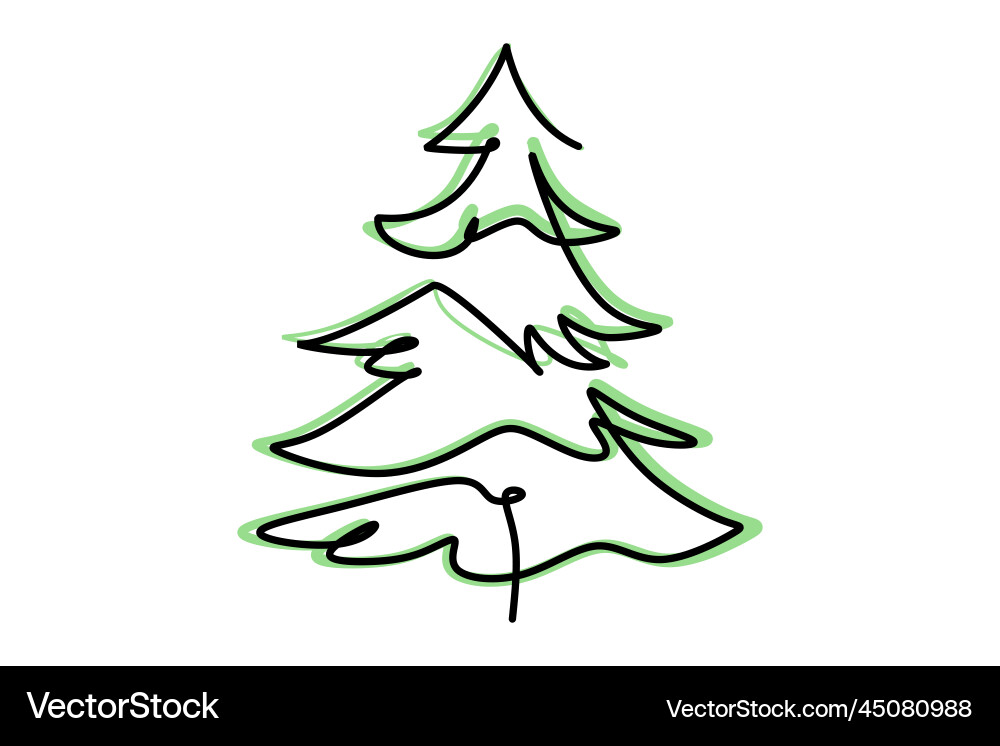 Simple Pine Tree Line Drawing Royalty Free Vector Image