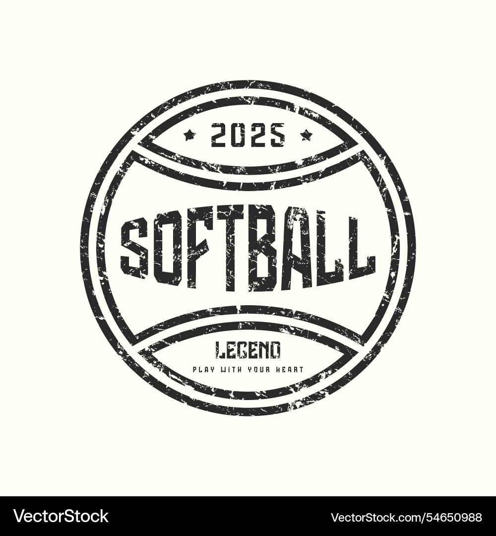 Softball Tournament Round Emblem Royalty Free Vector Image