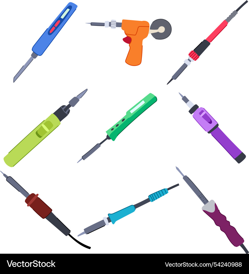 Soldering iron set cartoon Royalty Free Vector Image