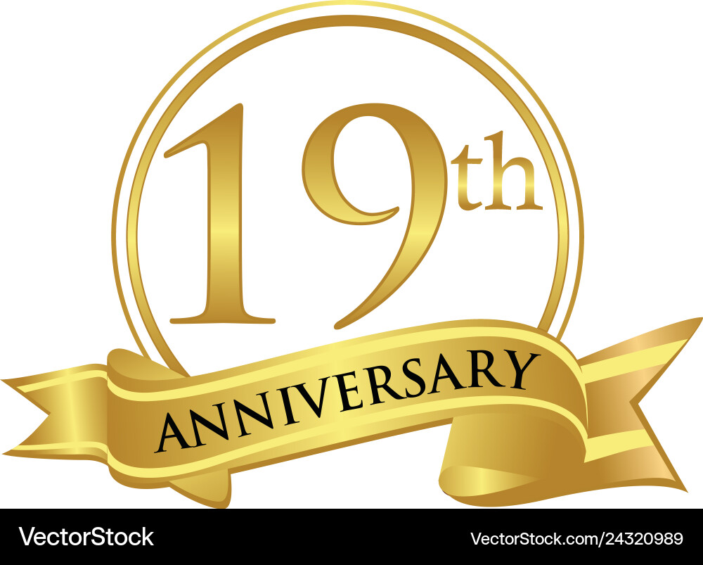 19th anniversary celebration logo Royalty Free Vector Image