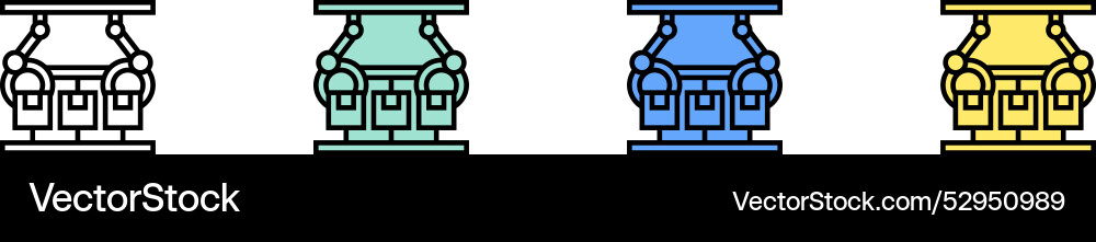 Assembling icon outline green blue and yellow Vector Image