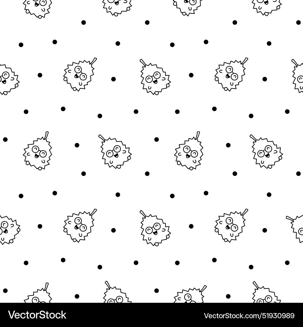 Cute durian seamless pattern coloring page Vector Image