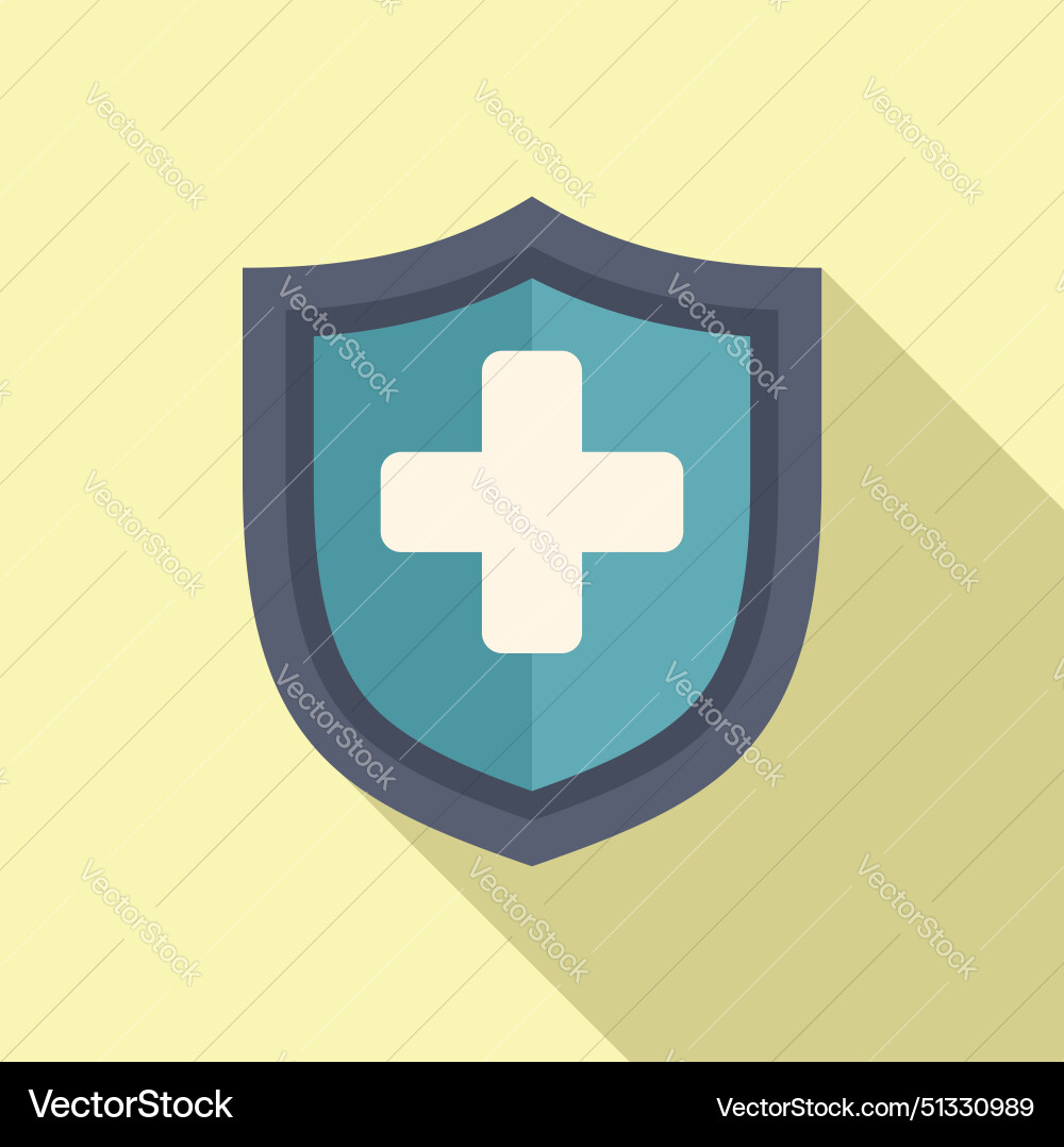 Flat design healthcare shield icon Royalty Free Vector Image