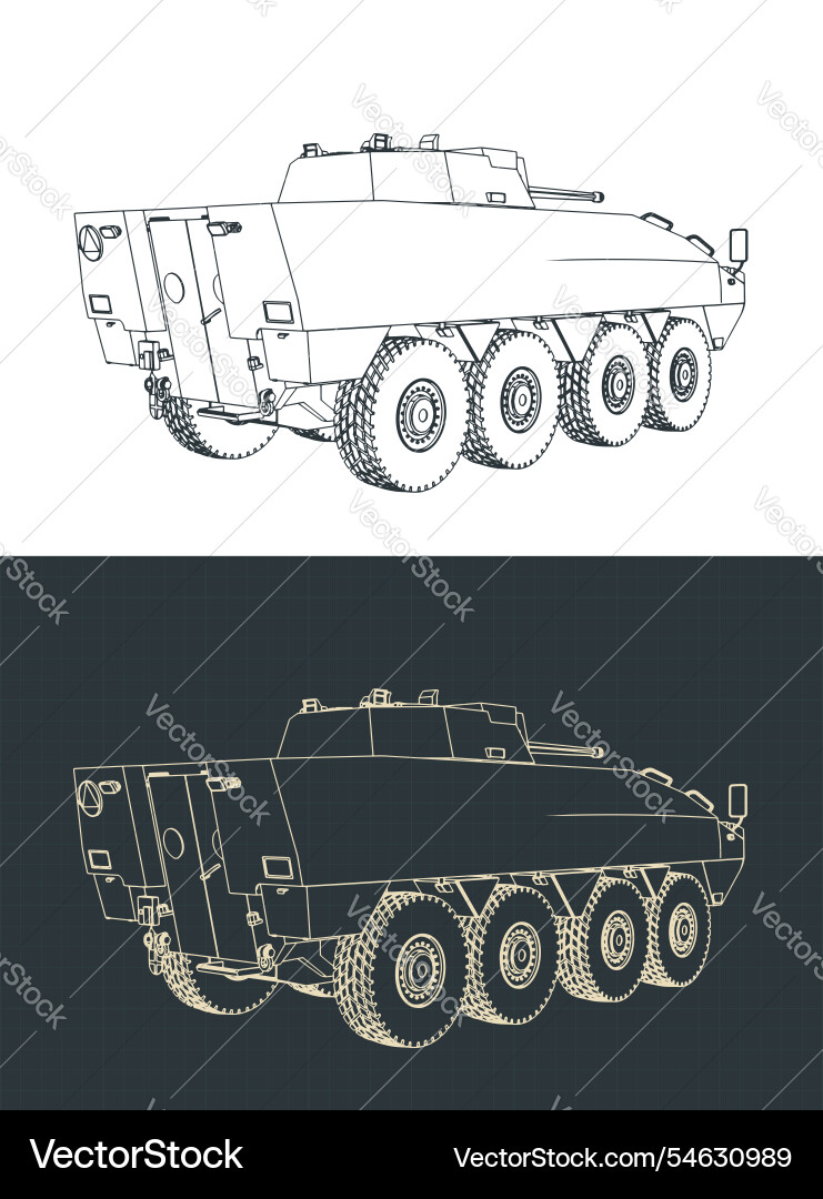 Infantry fighting vehicle blueprints drawings Vector Image