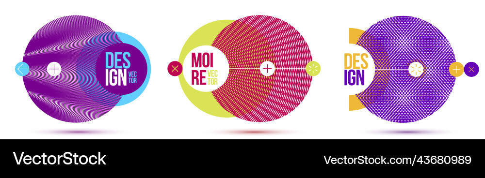 Moire op art design elements graphic style Vector Image