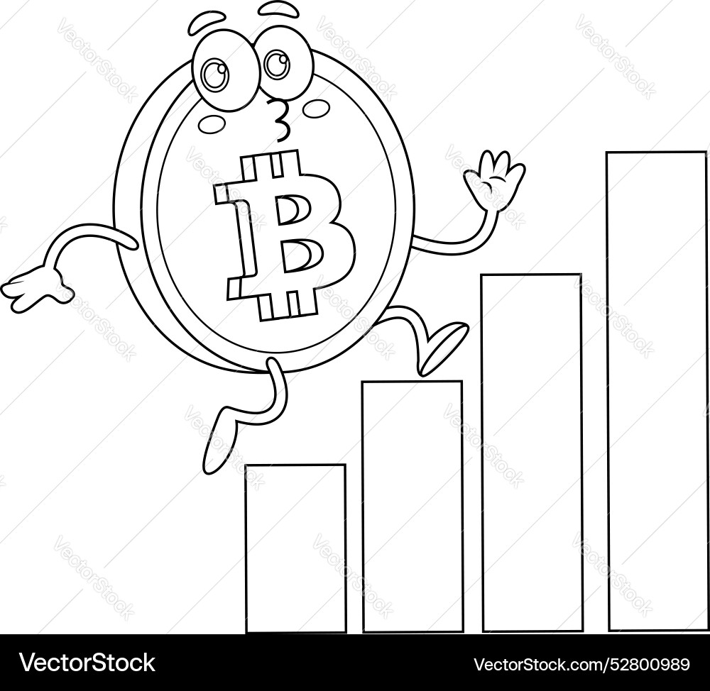 Outlined bitcoin cartoon character Royalty Free Vector Image