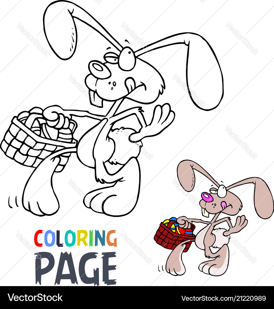 Rabbit cartoon coloring page Royalty Free Vector Image