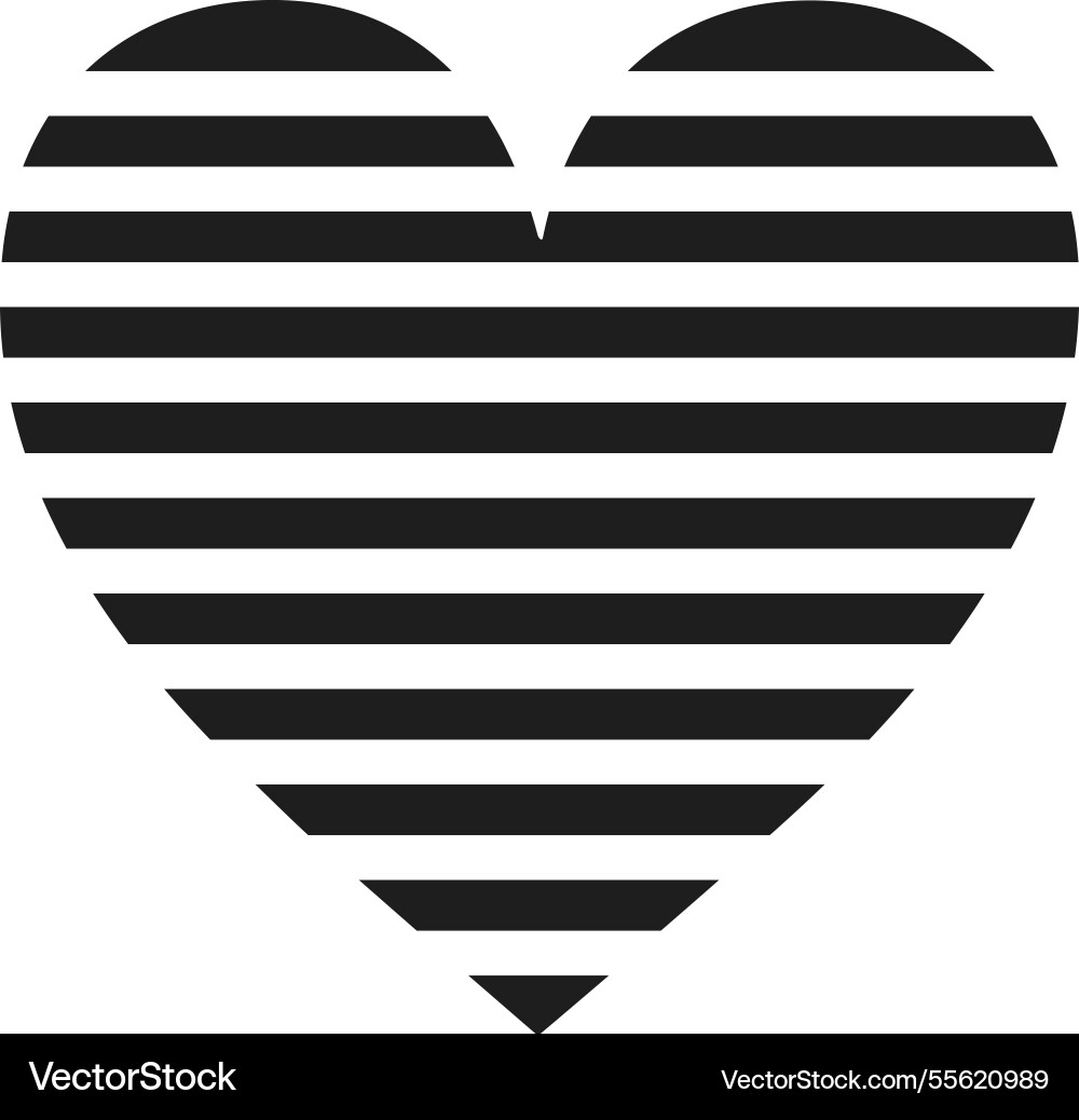 Striped heart silhouette Royalty Free Vector Image
