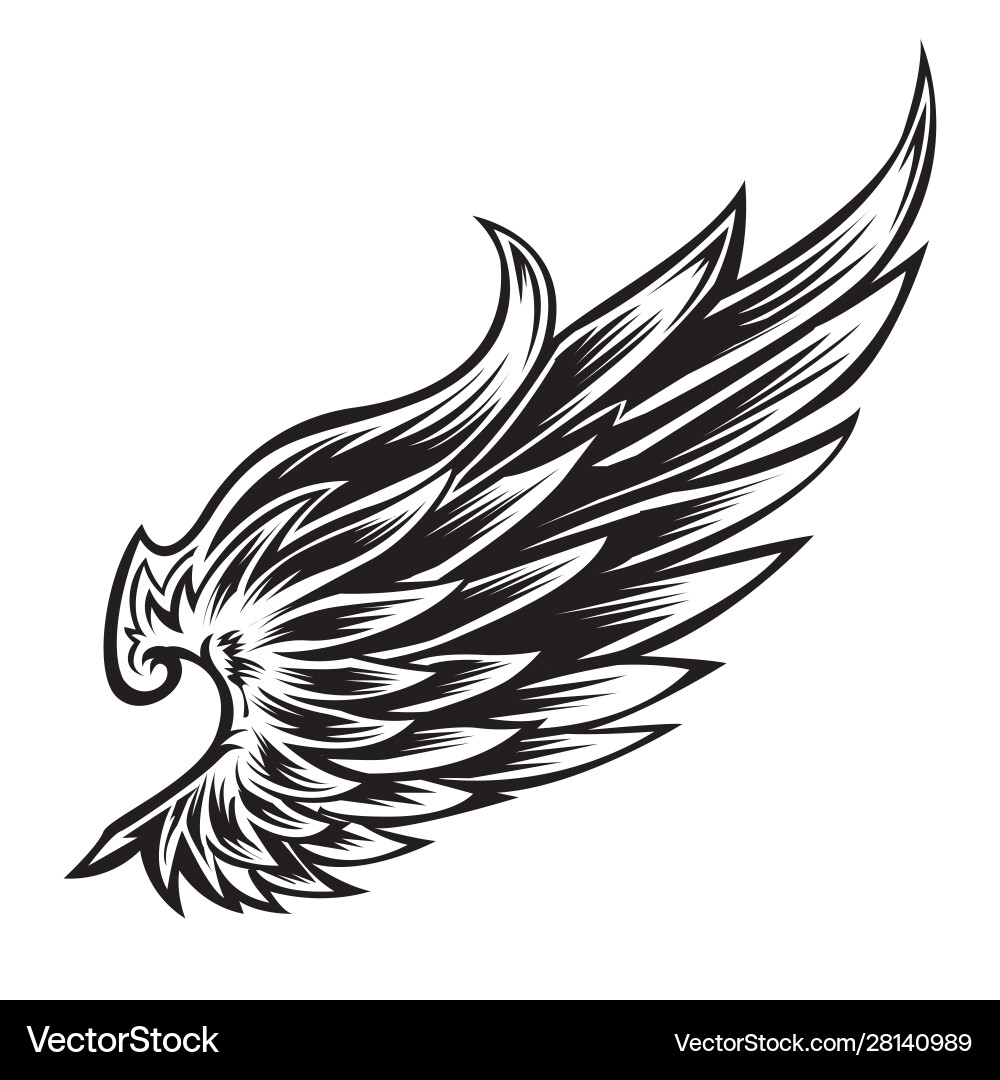 Wings bird black white 444 Royalty Free Vector Image