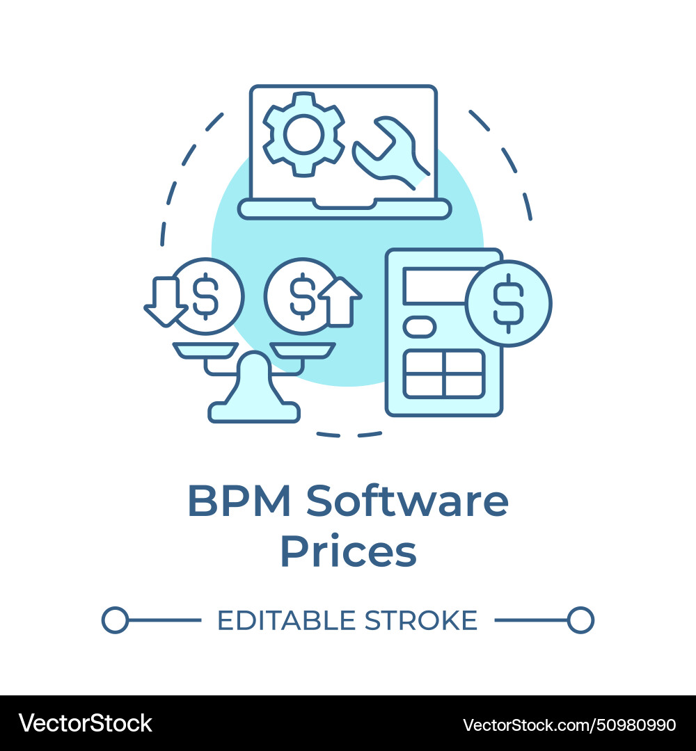 Bpm software prices soft blue concept icon Vector Image