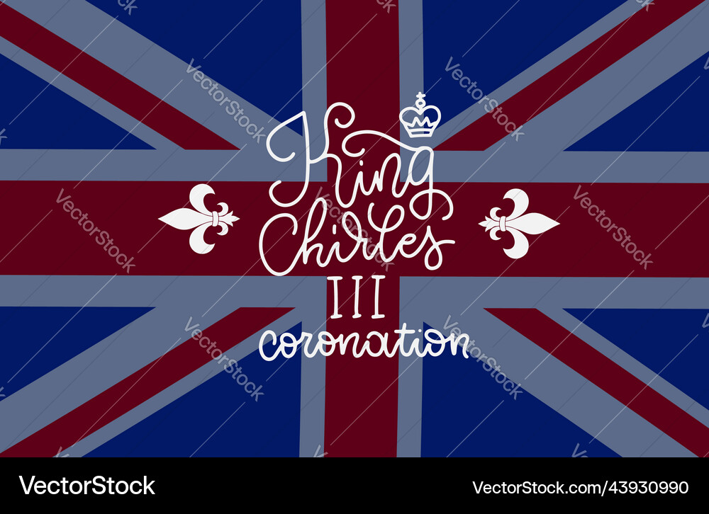 King charles iii coronation banner linear hand Vector Image