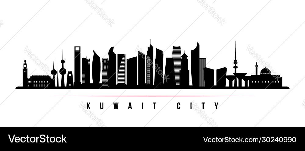 Kuwait city skyline horizontal banner Royalty Free Vector