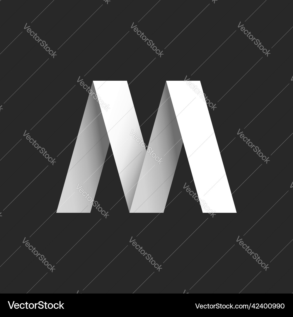 Monogram bold letter m 3d logo broken line symbol Vector Image