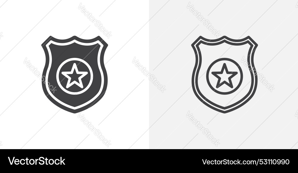 Police officer badge thin line icon set Royalty Free Vector