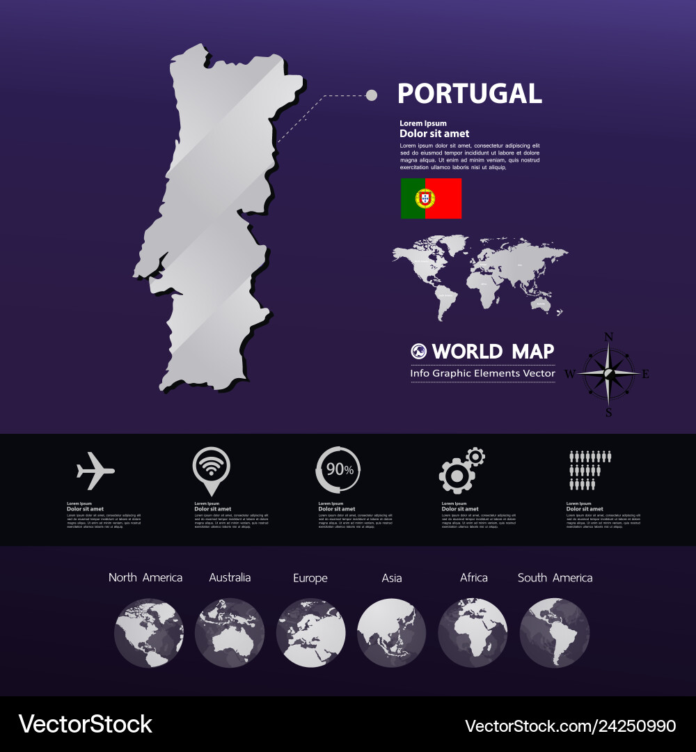 Portugal map Royalty Free Vector Image - VectorStock