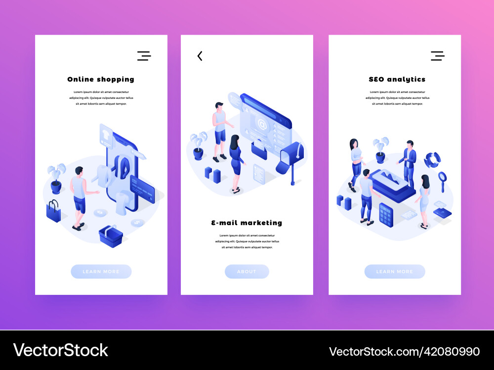 Web banners templates set with isometric Vector Image