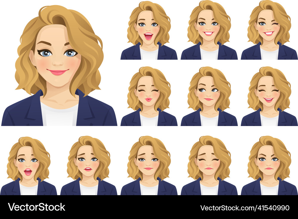 Woman expressions set Royalty Free Vector Image