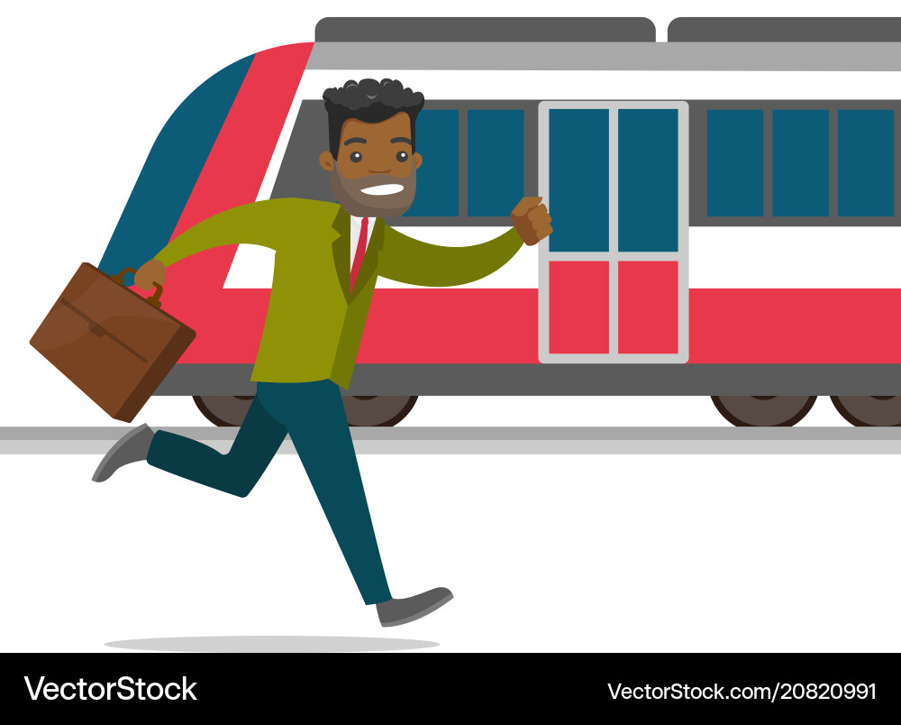 A man catching missing train Royalty Free Vector Image