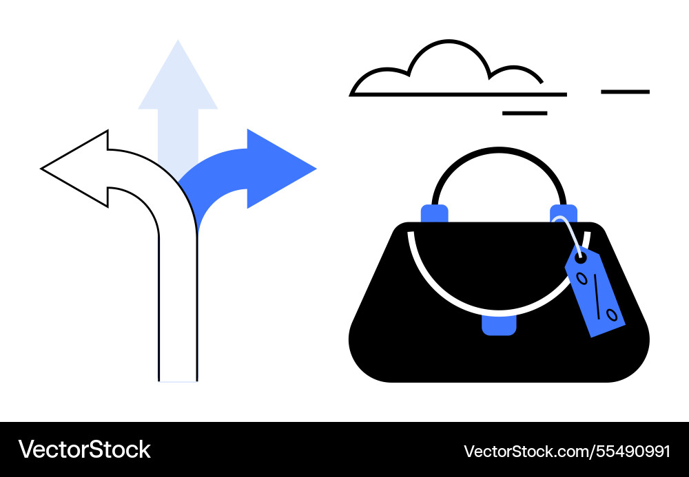 Choices and decisions represented by directional Vector Image