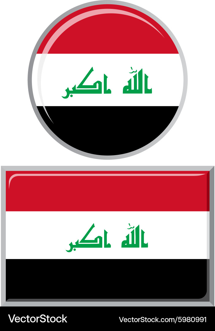Iraqi round and square icon flag Royalty Free Vector Image