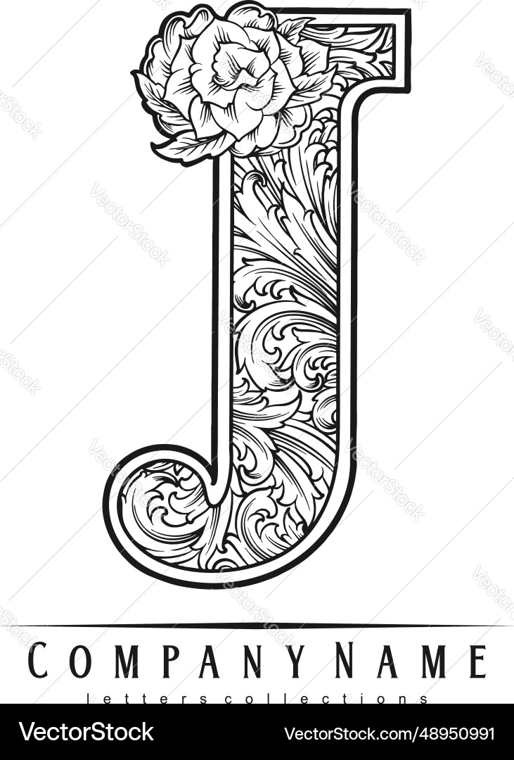 Luxury letter j vintage monogram logo monochrome Vector Image