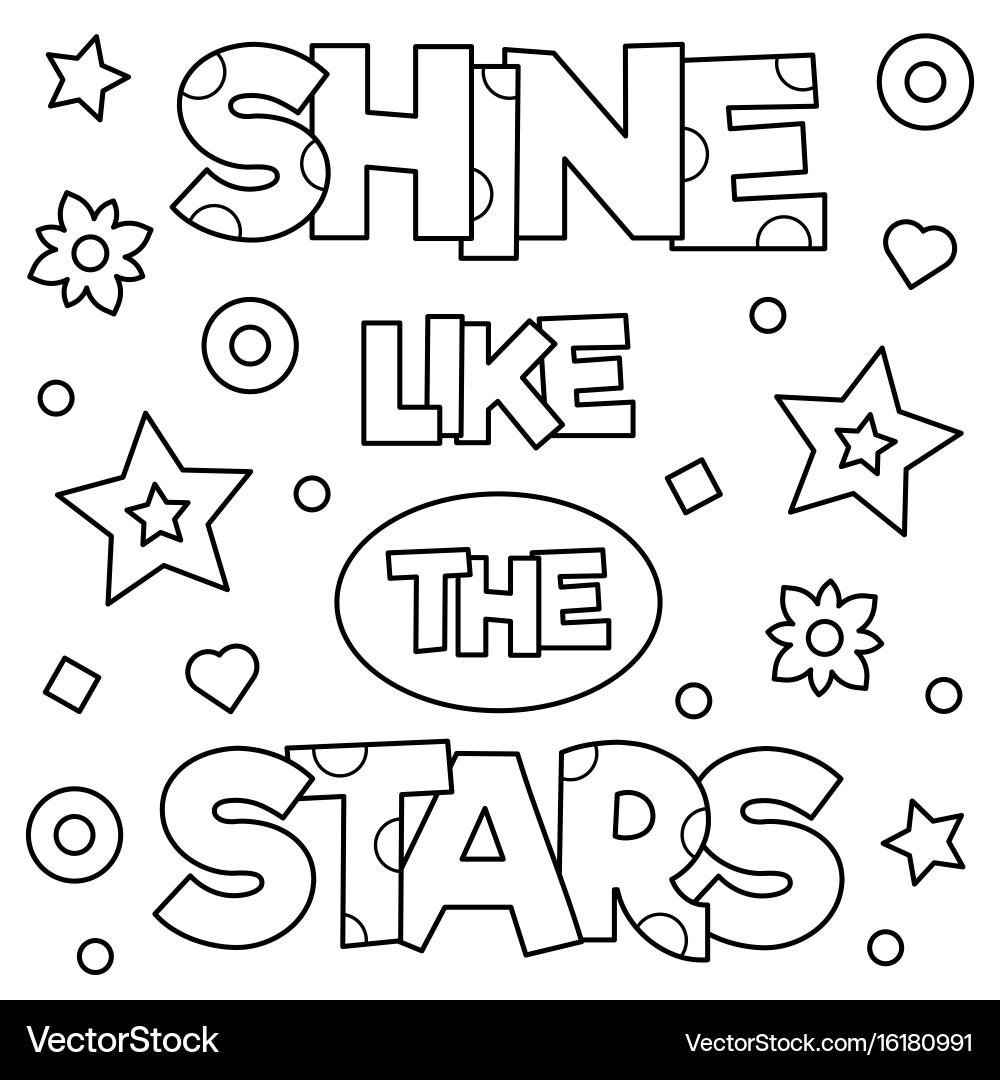 Stars Coloring Page - Shine Bright Royalty Free Vector Image
