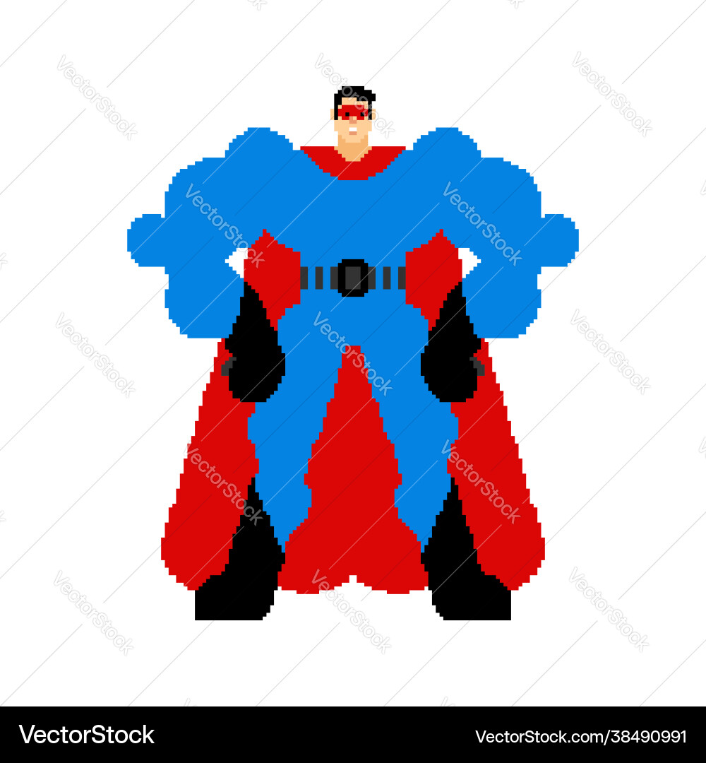 Superhero Pixel Art isoliert 8 bit super Kerl Vektorbild