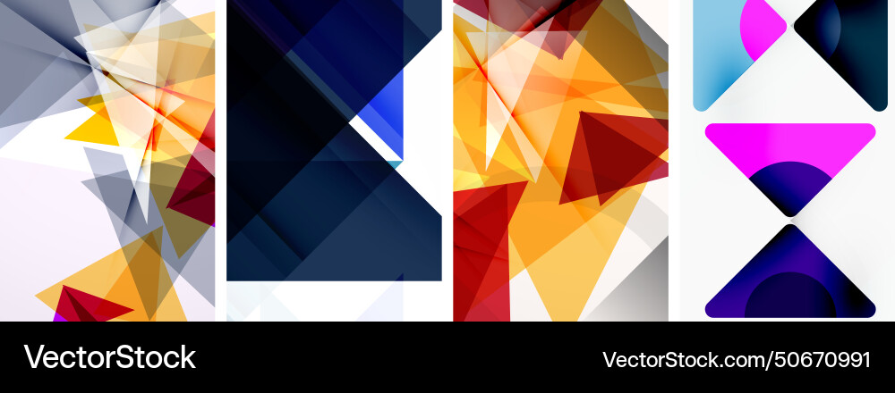 Triangle poster set for wallpaper business card Vector Image