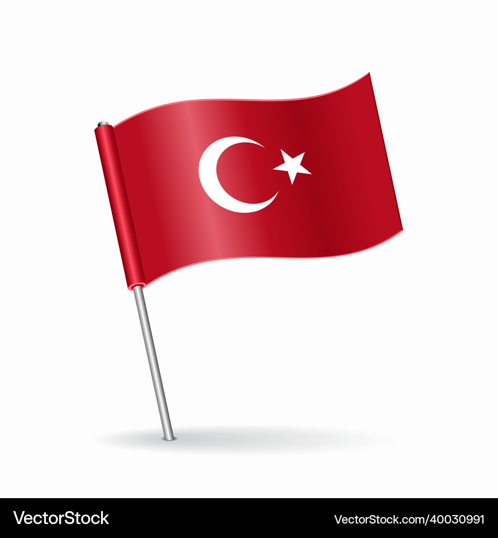 Turkish flag map pointer layout Royalty Free Vector Image
