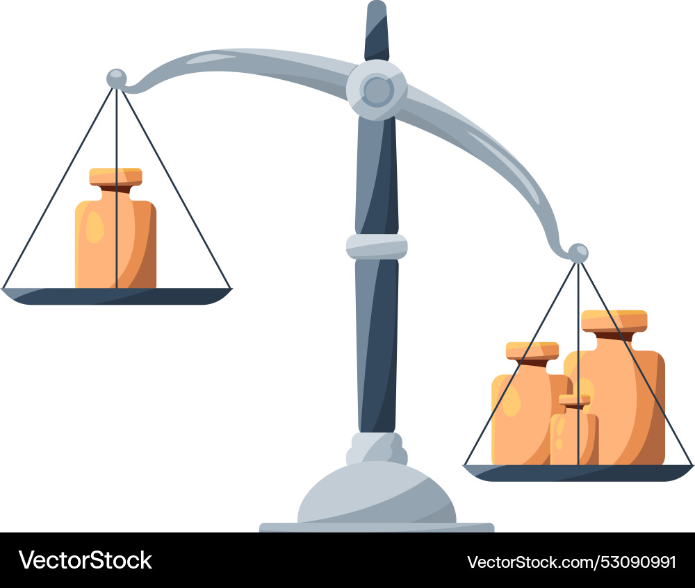 Weights comparison on old scales calibration Vector Image
