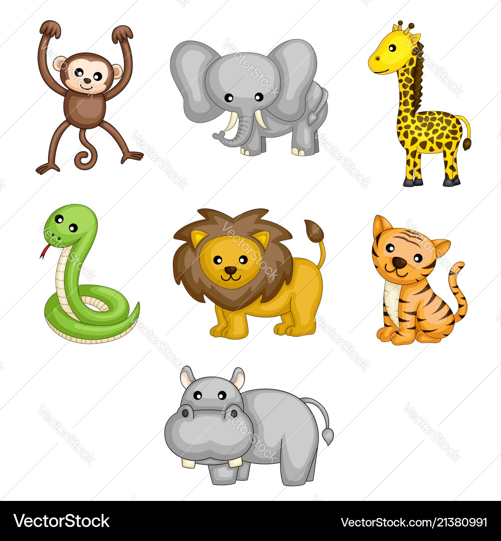 Wild animals cartoon Royalty Free Vector Image