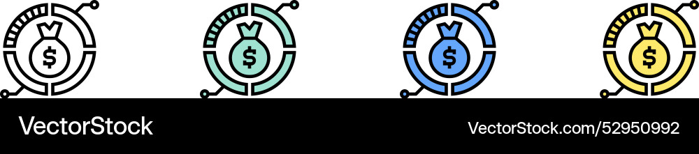 Asset management icon outline green blue Vector Image