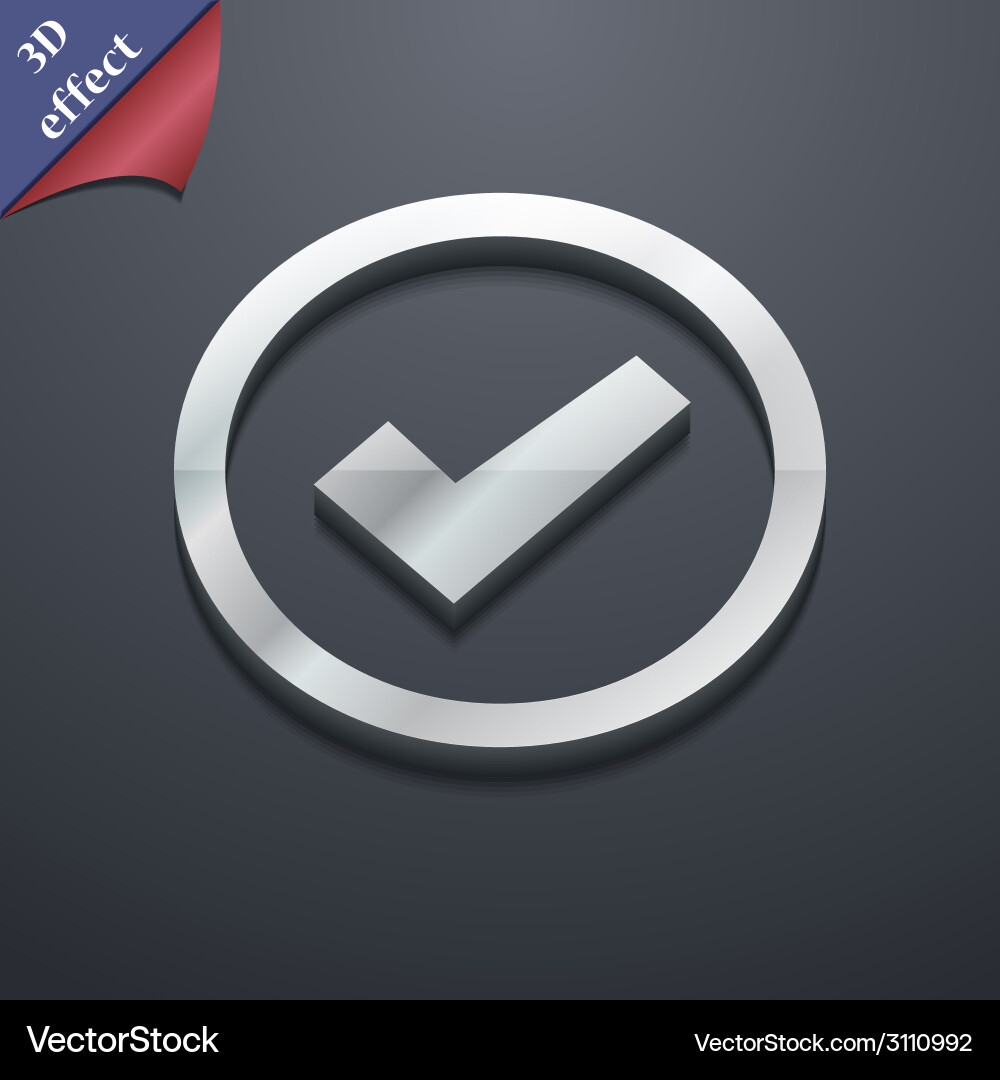 Check mark icon symbol 3d style trendy modern Vector Image